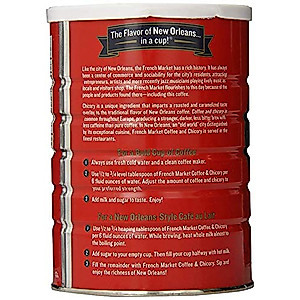 French Market Coffee & Chicory Medium-Dark Roast Ground Coffee, 12oz Can (Pack of 6)