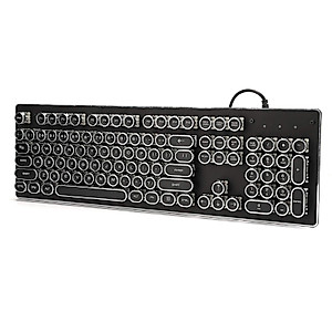 Zyyini Bindpo USB Gaming Keyboard, 104-keys Wired Waterproof Mechanical Keyboard with Color Backlit, Punk Retro Typewriter Keyboard for Desktop Laptop, Plug and Play (Black)