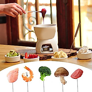 24 Pack 9.6 Inch Stainless Steel Fondue Forks, 12 Wood Handles and 12 Stainless Steel Handles, Heat Resistant Smores Sticks for Roast Meat Chocolate Dessert Cheese Marshmallows (6 Colors)