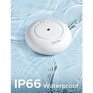 X-Sense Water Leak Detector, Water Sensor Alarm, Mini Water Detector Alarm with 110 dB Audio Alarm, Battery-Powered, Water Alarms for Basements, Sinks, Tanks, Pools, Model WS01