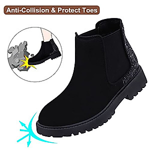 Harvest Land Girl Boots Kids Ankle Boots Warm Side Zipper Boots Low heel Short Booties Winter Snow Boots Anti-Slip Outdoor Shoes for Little Kids/Big Kids Black Size 2