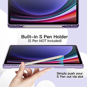 JETech Case for Samsung Galaxy Tab S9 11 Inch with S Pen Holder, Soft TPU Tri-Fold Stand Protective Tablet Cover, Support S Pen Charging, Auto Wake/Sleep (Light Purple)