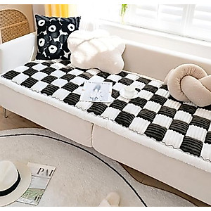 Funny Fuzzy Couch Cover, Machine Washable Couch Covers for Pets Dogs Cats, Large Plaid Square Pet Mat Bed Couch Cover, Blanket Sofa, Couch Cover Mattress Protector Furniture Protector for Dog, Pet, Ca