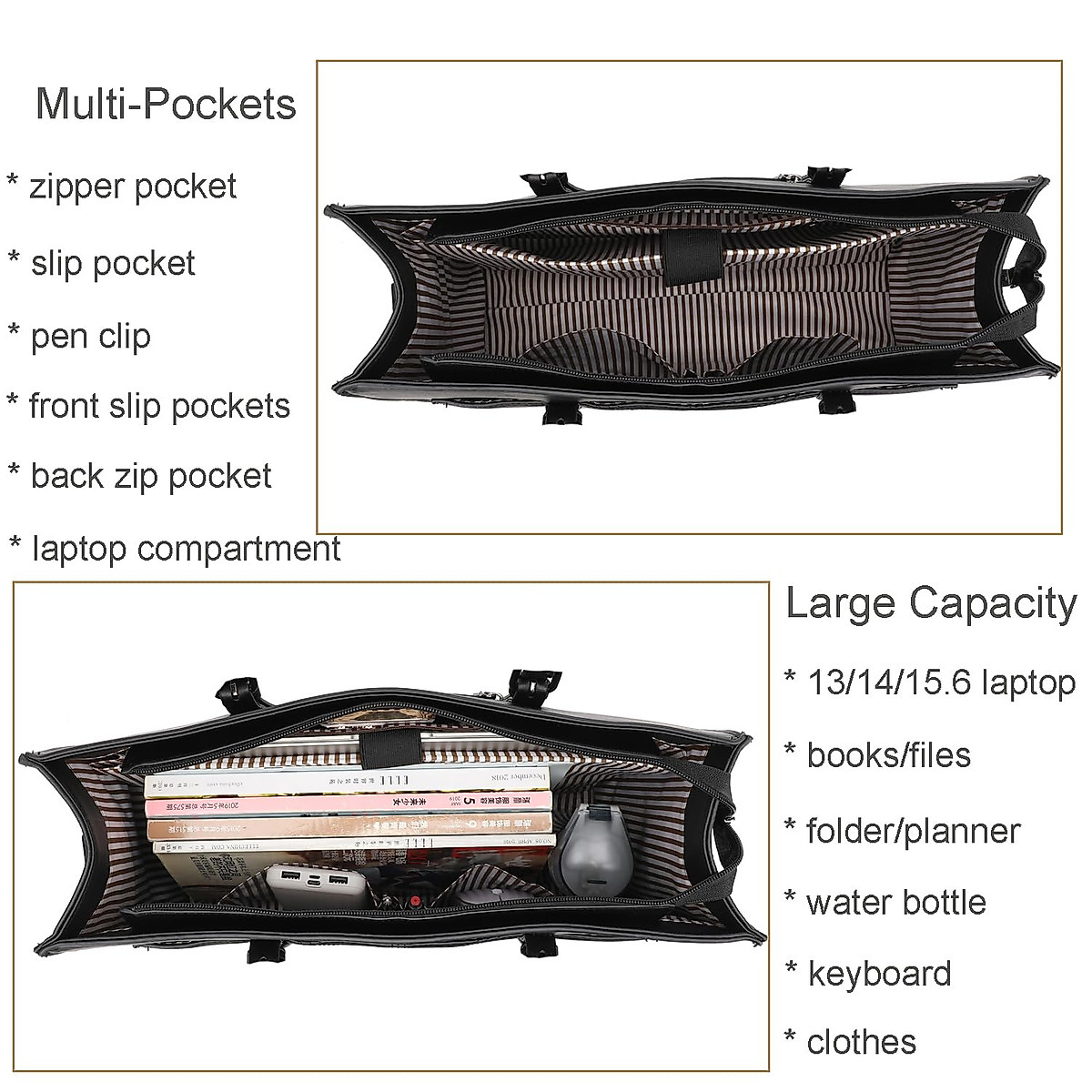 Laptop Tote Bag for Women 15.6 Inch Leather Computer Totes Trendy Business Office Work Briefcase