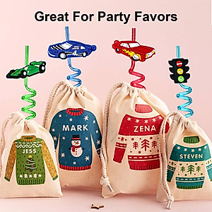 24 Race Car Reusable Straws Kids Party Favors Birthday Two Fast Party Supplies Favors Drink Markers with 2 PCS Cleaning Brushes