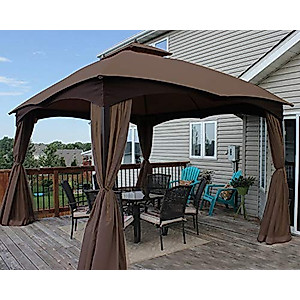 Eurmax USA High Performance Replacement Canopy Top for Lowe's Allen Roth Heavy Duty Gazebo Roof Gazebo Top with Air Vent 10X12 Gazebo Cover #GF-12S004B-1, Replacement Top Only（Brown）
