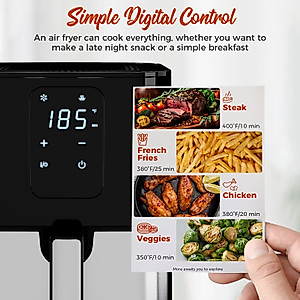 Kitchen Elite Air Fryer Oven 4.5 Qt, 1-Touch Digital Display Compact Cooker，Space-saving, Nonstick and Dishwasher Safe Basket, Stainless Steel