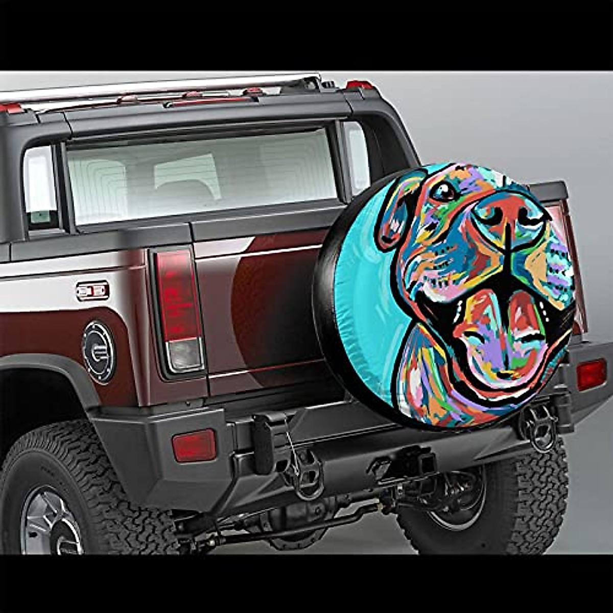 XWQWER Cute Pit Bull Painting Spare Tire Cover for Camper RV SUV Trailer Truck and Many Vehicle, Universal Fit Wheel Covers Waterproof Dustproof (Diameter 23” - 33”)