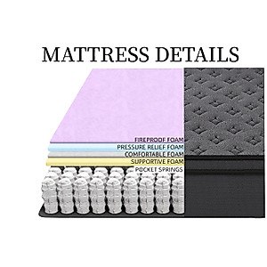 MRH Mattress, 12 Inch Euro Top Mattress in a Box,Memory Foam Hybrid Mattresswith Individually Pocket Springs,Med，Pure Black (Pure Black, Twin), PM2404
