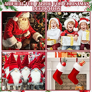 Jexine 16 Pcs Faux Fur Fabric 10 x 10 Inches Fluffy Faux Fur Squares Patches White Fur Fabric Shaggy Fur Fabric Cuts for Decoration DIY Crafts Sewing Cushion Chair Cover