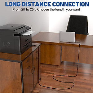 USB Printer Cable 6 Feet (3 Pack), USB 2.0 Type-A to B-Male Cord, High Speed Scanner Cord Compatible with HP, Canon, Epson, DAC, Dell, Brother, Xerox, Samsung, Piano with 5 Cable Ties- 6 ft