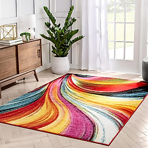 Well Woven Viva Pleasure Modern Abstract Multi Bright Area Rug 5'3" x 7'3"