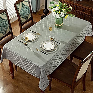SASTYBALE Jacquard Tablecloth Rectangle Damask Fabric Table Cloth, Water Resistant & Wrinkle Free Polyester Table Cover for Kitchen Dining Tabletop Use (Rectangle/Oblong, 52" x 70" (4-6 Seats), Gray)