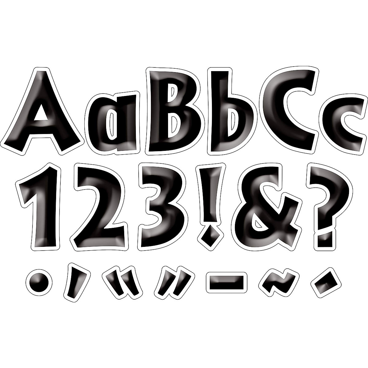 BARKER CREEK 4" Letter Pop-Outs 2 Pack, Black Tie Affair, Jazz Up Your Bulletin Boards with These Colorful Letters, 510 Upper and Lowercase Letters, Numbers & Punctuation Marks, 4" (3637)