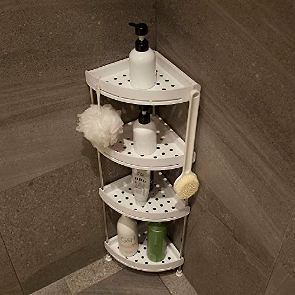 IYAR HOME 4 Tier Shower Caddy Organizer Shelf Corner Standing 12.99 x 9.45 x 32.68 Inches Shower Rack for Inside Shower & Kitchen Storage White