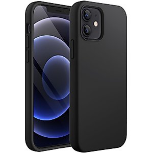 JETech Silicone Case for iPhone 12/12 Pro 6.1-Inch, Silky-Soft Touch Full-Body Protective Phone Case, Shockproof Cover with Microfiber Lining (Black)