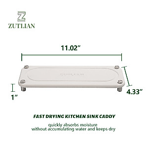 Zutlian Instant Dry Sink Caddy Organizer, Fast Drying Stone Sink Tray for Bathroom Counter, Kitchen Sink Stone Tray Quick Dry Sponge Holder Diatomaceous Earth Sink Caddy For Modern Home