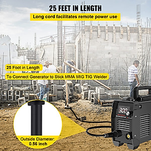 VEVOR Welder Extension Cord 30Amp 25ft 250V, Welding Power Cord with NEMA 6-50 Plug 10 Gauge 3 Prong for MIG Lincoln Plasma Miller TIG