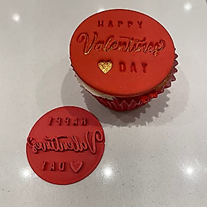 rhinogon Happy Valentines Day Heart Cookie Stamp Fondant Embosser 6cm (2.36 inches) Made in The UK for Baking, Cooking, Fondant, Icing, Cupcake, Cookie, Cake, Biscuits, Decoration