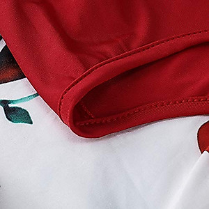 Kanhan Fashion Women Long Sleeve Floral Boho Print Slim Long Maxi Dress High Waist Casual Dress (L, Red)