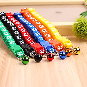 Flymind Puppy Collars, 19Pcs Whelping Puppy ID Collars with Bell Adjustable 19-32cm, Soft Nylon Litter Identification Dog Collars for Newborn Pets