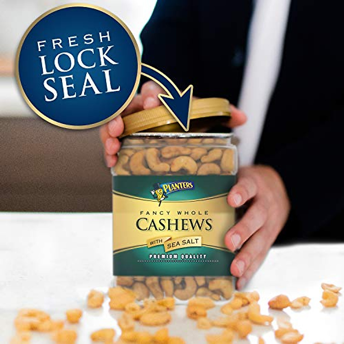 PLANTERS Fancy Whole Cashews with Sea Salt, 26 oz. Resealable Jar - Made with Simple Ingredients - Good Source of Vitamins and Minerals - Kosher (Packaging May Vary)