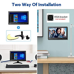 Eyoyo 10 Inch Monitor 1024x600 Small Display HD TFT LCD Display Screen Support AV VGA BNC HDMI Video Input for CCTV DVD PC DVR with Speakers and Remote Control