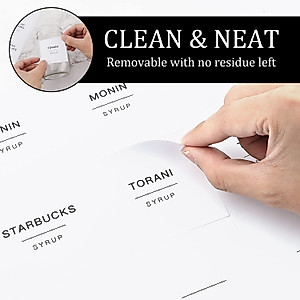 AIEX Coffee Syrup Labels, 84pcs Waterproof White Minimalist Coffee Syrup Labels Stickers for Bottles Coffee Bar Containers Dispenser Organization