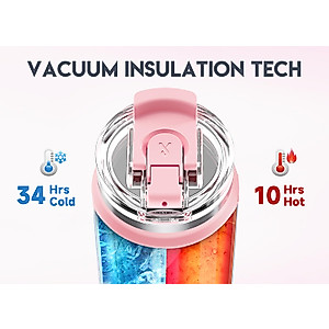 Meoky 40oz Tumbler with Handle, Stainless Steel Travel Mug with 2-in-1 Straw and Sip Lid, Vacuum Insulated Coffee Mug, 100% Leak Proof, Keeps Cold for 34 Hours or Hot for 10 Hours (Blush)