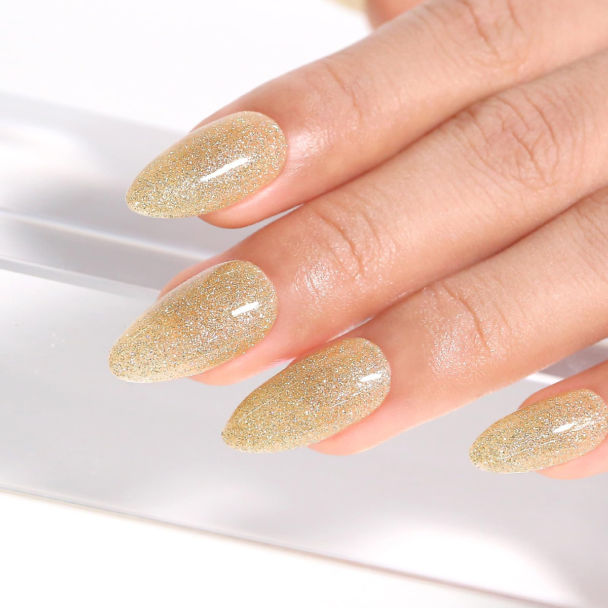 Imtiti Gel Nail Polish, Champagne Gold Reflective Glitter Gel Polish, Diamond Shimmer Gel Nail Polish Need, 0.5 fl oz