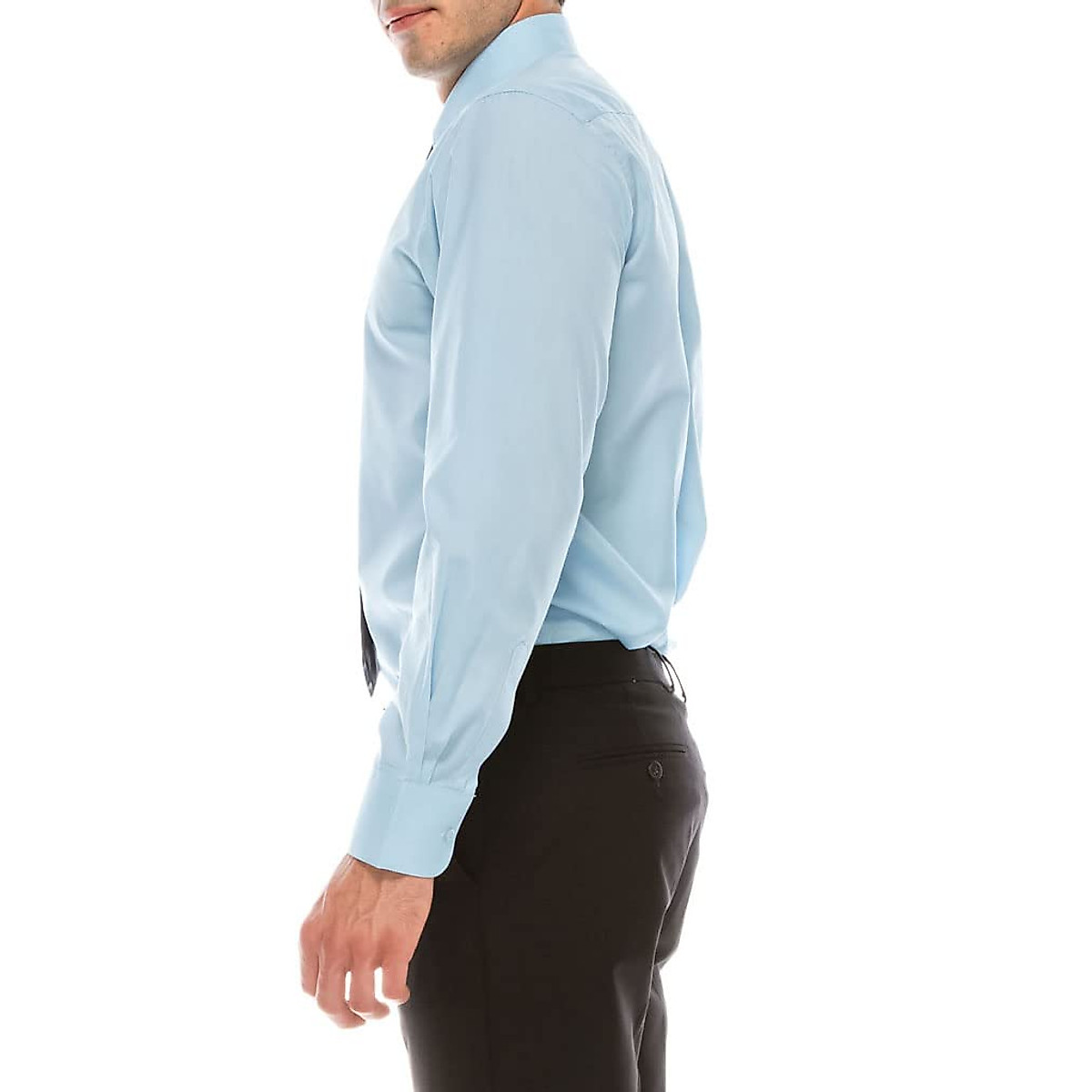 OmegaTux Omega Mens Regular fit Solid Dress Shirts w/Convertible Cuffs Burgundy (21.5-37)