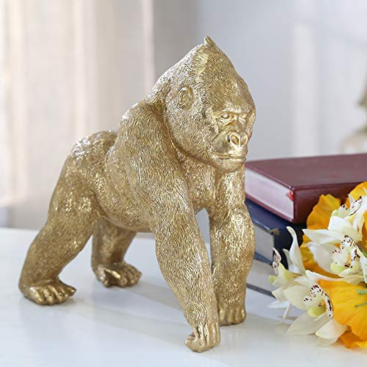 Sagebrook Home "Polyresin 10"" Gorilla, Gold, 10"" l x 5"" w x 9"" h (14451-01)
