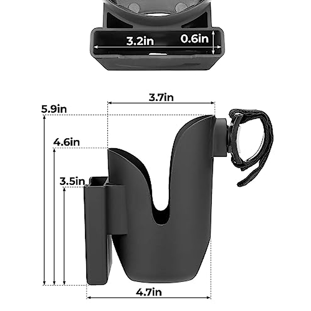 JOYTUTUS Cup Holder for Wheelchair, 2 in 1 Water Bottle Holder and Phone Bracket, Universal Drink Cup Holder for Walker, Rollator, Stroller, Scooter