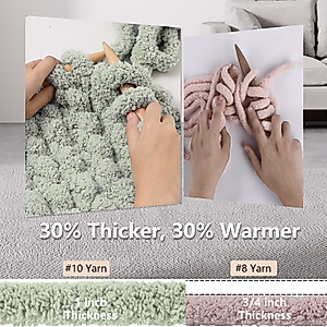 Chunky Yarn for Hand Knitting - Cozyful #10 Chunky Chenille Yarn, Jumbo Big Thick Chunky Yarns for Crocheting, Super Bulky Chunky Knit Blanket Yarns, 8 Skein (25 yds 8 oz Each Skein), Sage Green