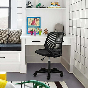 XYZTech Mid Back Executive Home Office Chair Padded Management Chair Office Rolling Swivel Desk Chairs with Wheels Height Adjustable Modern Armless Computer Task Chair with High Density Foam (Black)