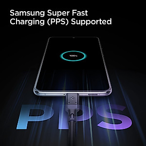 USB C Charger, Spigen [GaN Fast] 45W PD 25W PPS Super Fast Charge Type C for Galaxy S25 Ultra S25 Plus S25 S24 Z Fold Flip 6 5 4 Pixel Fold 8 8a Pro 7 Tab S9 iPad (Cable Included/Foldable Plug)