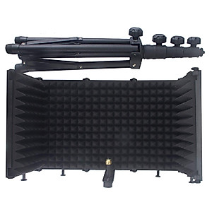 GLEAM Microphone Isolation Shield - Tripod Stand 2 ft 6" to 5 ft 10" Height Adjustable Stand Compatible w/Blue Yeti, AT2020, AKG, Rode Microphones