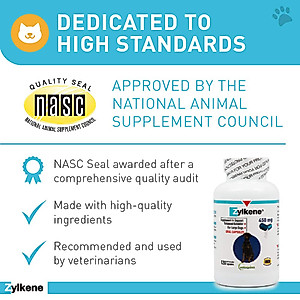 Vetoquinol Zylkene Calming Support Supplement for Large Dogs 33-132lbs, Helps Promote Relaxation and Reduce External Stress Factors, Daily Behavioral Support and Anxiety Relief for Dogs, 450mg