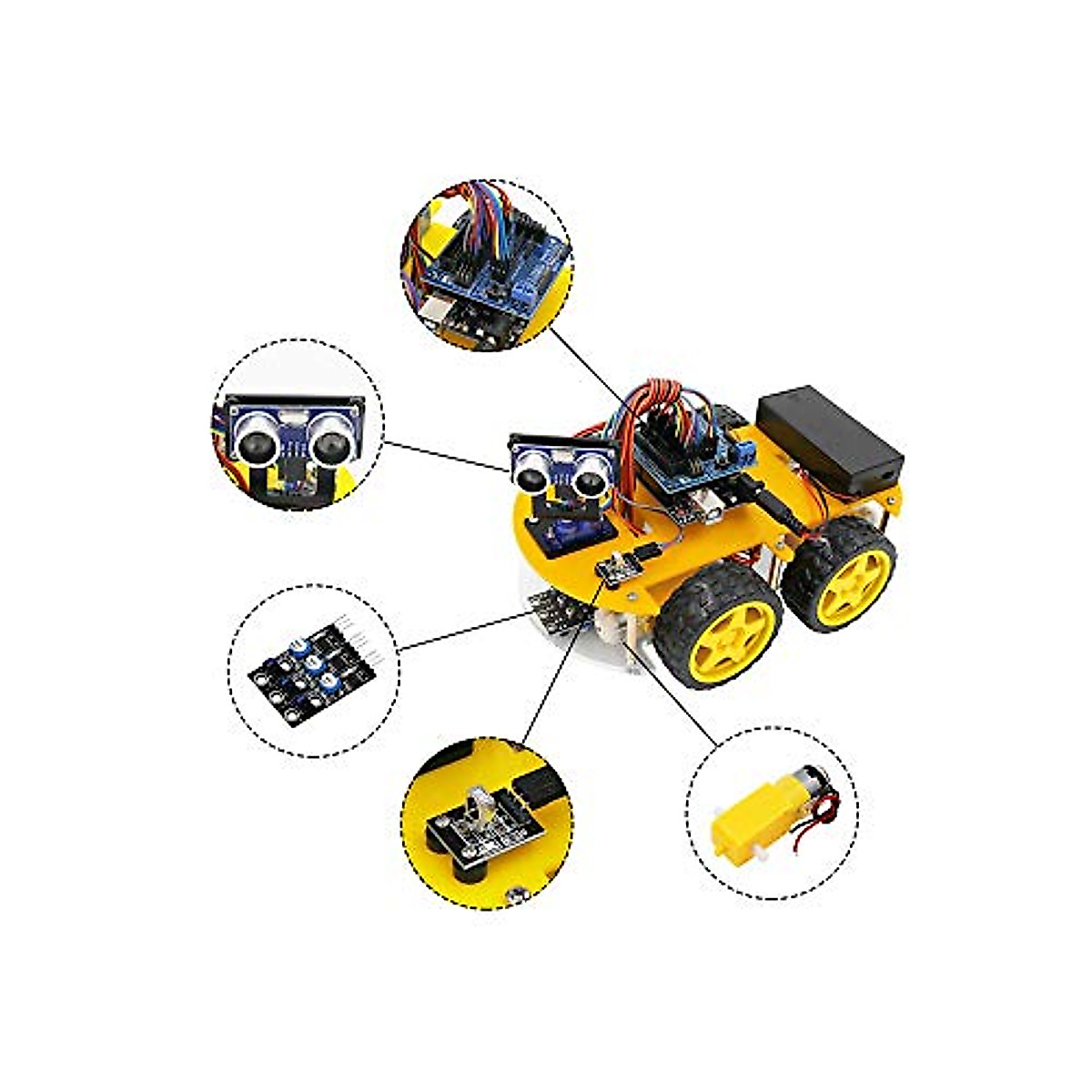 Smart Robot Car Kit for R3,Ultrasonic Sensor, Bluetooth Module for with Tutorial