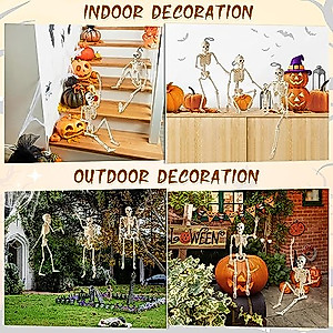 Bstoyder 6 PCS Halloween Skeletons Decorations, 16" Full Body Posable Joints Hanging Skeletons, Spooky Skeleton Plastic Bones for Halloween Indoor Outdoor Decor, Party Props, Graveyard, Haunted House