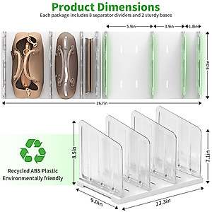 Venuekkuri Adjustable Shelf Dividers for Closet, 2-Pack Purse Organizers for Closet,Clear Frosted Plastic Shelf Dividers, Handbag Separators Storage Organizer,Bookshelf Separator Dividers
