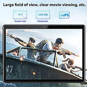 Tablet with Keyboard, Newest 2 in 1 Tablet 10 inch Android 11 Tablet, Quad-Core Processor, 64GB+4GB, 128GB Expandable, 2.4+5G WiFi, Dual Camera, 6000mAh, Bluetooth, GPS (Blue)