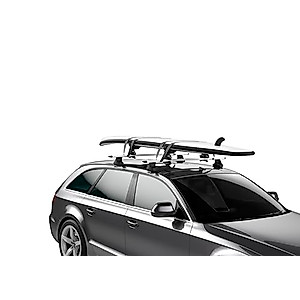 Thule DockGrip - Carries up to 36" wide kayaks and SUPs - Fits all hull shapes - Fits most roof rack cross bars - Kayak roof rack - Stand up paddleboard compatible - 85lb weight capacity