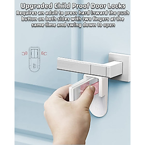 Childproof Door Lever Lock AOSITE 4 Pack Door Handle Lock 3M Adhesive Baby Safety Door Lever Locks for Toddlers Child Safety Locks for Doors Prevent Toddlers from Opening Doors No Tools Need or Drill