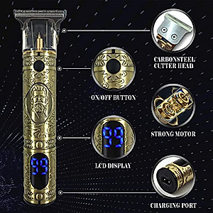 Hair Clippers for Men, Professional Hair Trimmer Cordless Zero Gapped Trimmers Rechargeable Clipper Electric Beard Trimmer Shaver Hair Cutting Kit with LCD Display Haircut & Grooming Kit Gift for Mens