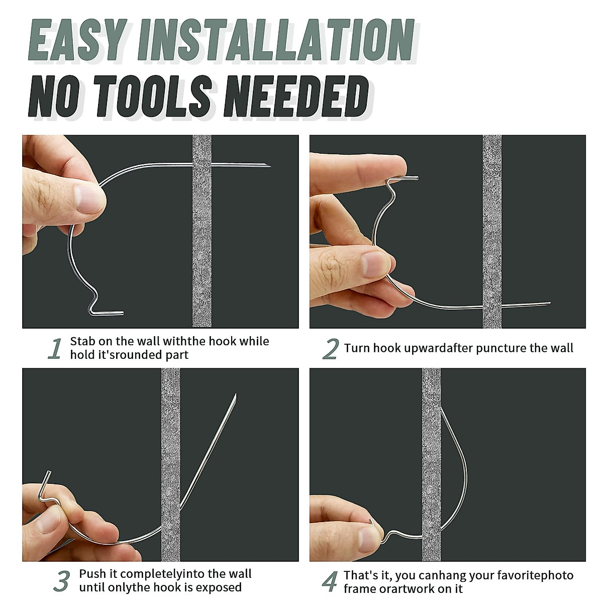 FURHUA 20pcs Super Hook Picture Hangers and Office Pack, Drywall Hooks for Hanging Pictures, Wall Hooks, Picture Hangers, Picture Hanging Kit，Hang Art, Clock, Shelves, Mirrors...