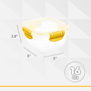 Superio Plastic Food Storage Container with Airtight Lid- 16 Oz, BPA Free, Leakproof, Stackable, Microwave, Dishwasher and Freezer Safe, Yellow