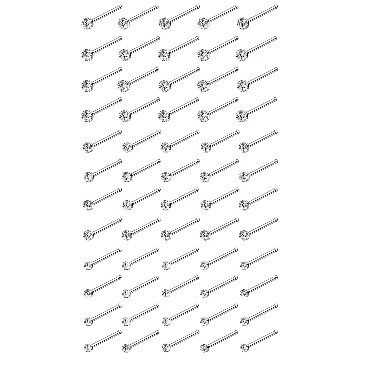 REVOLIA 60-120Pcs 22G 316L Stainless Steel Nose Studs Rings Piercing Body Jewelry 1.5-2.5mm S