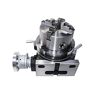 KACOME 6-inch indexing Plate 150 mm Diameter Rotary Table (Vertical and Horizontal) with 4-inch Chuck 125 mm for CNC milling Machines, and Grinding Machines