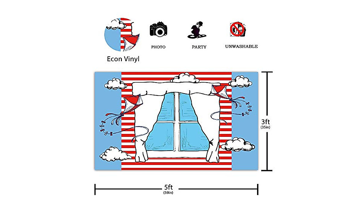 Funnytree Cartoon Window Kite Backdrop 5x3FT for Kid Birthday Party